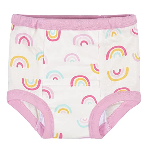 Gerber Baby Girls Infant Toddler 4 Pack Potty Training Pants Underwear Rainbow Turquoise and Pink 2T