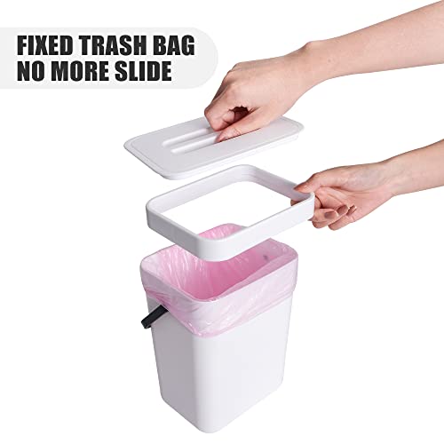 Cesun Small Trash Can with Lid Mini Kitchen Hanging Trash Can Tightly Sealed Odor Free, Small Countertop Compost Bin for Scraps from Daily Cooking, Mountable Trash Bin for Kitchen Counter, 3L White