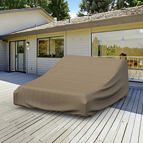 Budge P2A01BTNW3 StormBlock Hillside Double Patio Chaise Lounge Cover Premium, Outdoor, Waterproof, Black and Tan Weave