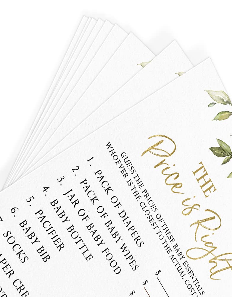 Printed Party Baby Shower Games for Boy or Girl β 4 Games and Activities, Botanical Greenery Theme, 30 Guests