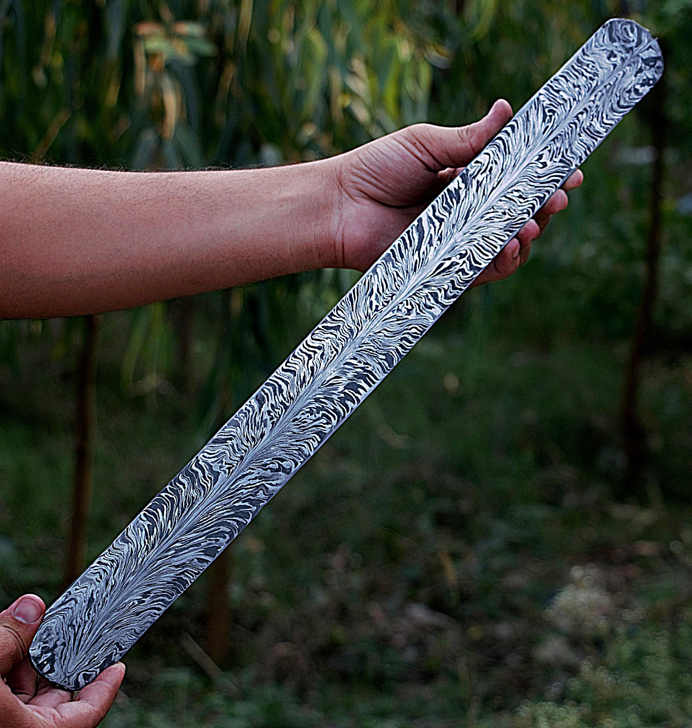 JNR Traders Feather Damascus Billet - Knife Making Supplies - Damascus Bar Stock 20 Inches 3783