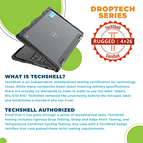 Gumdrop DropTech Laptop Case Fits Dell Chromebook 3120 | 3110 | 3100 (2-in-1) for K-12 Students Teachers and Classrooms β Drop Tested Rugged Shockproof Bumpers for Reliable Device Protection β Black