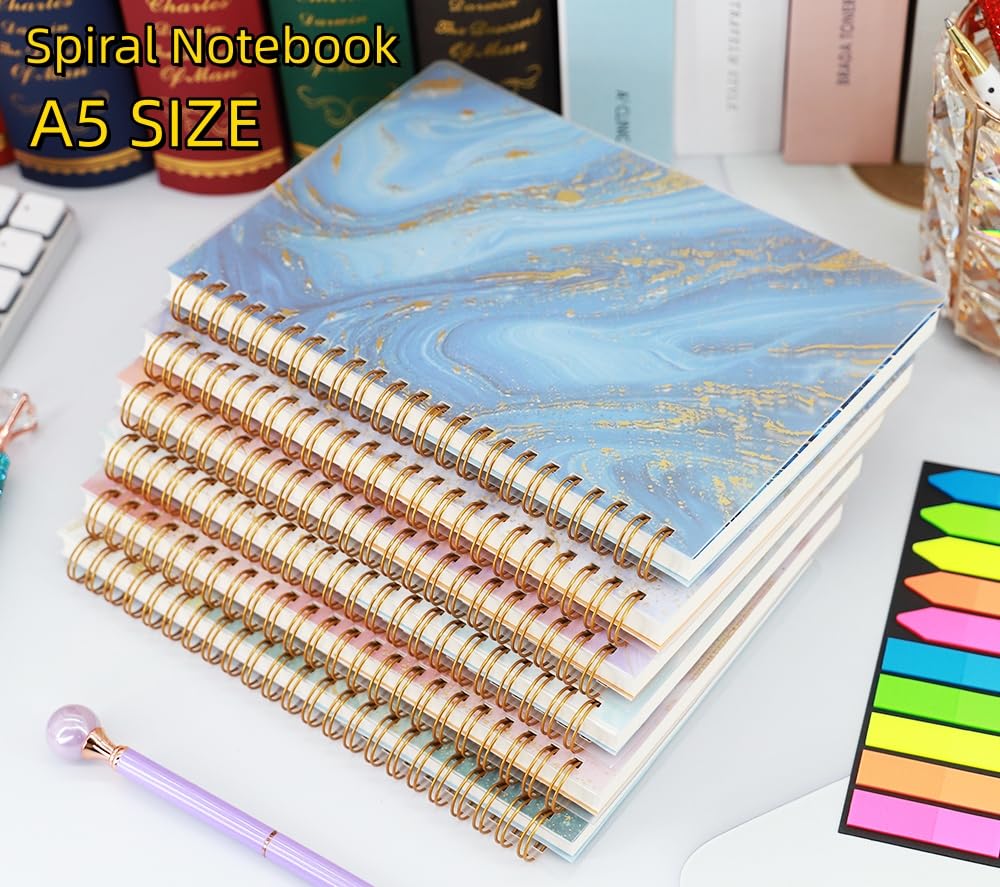 Aesthetic Journal notebook set of 6,Dotted Page,5.5”x8.3”, Interstellar space Pattern, 80 Sheets 160 Pages,Perfect Supplies to Stay Organized at Work or School,Thoughtful Gifts
