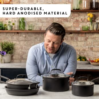 Jamie Oliver by Tefal Hard Anodised 30 cm Non-Stick Wok Pan, Black (Induction Compatible)