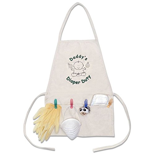 Genius Baby Toys | The ORIGINAL Daddy's Diaper Duty Apron and New Dad Gag Gift with Bottle Nipples, Gloves, Mask, Clothespins