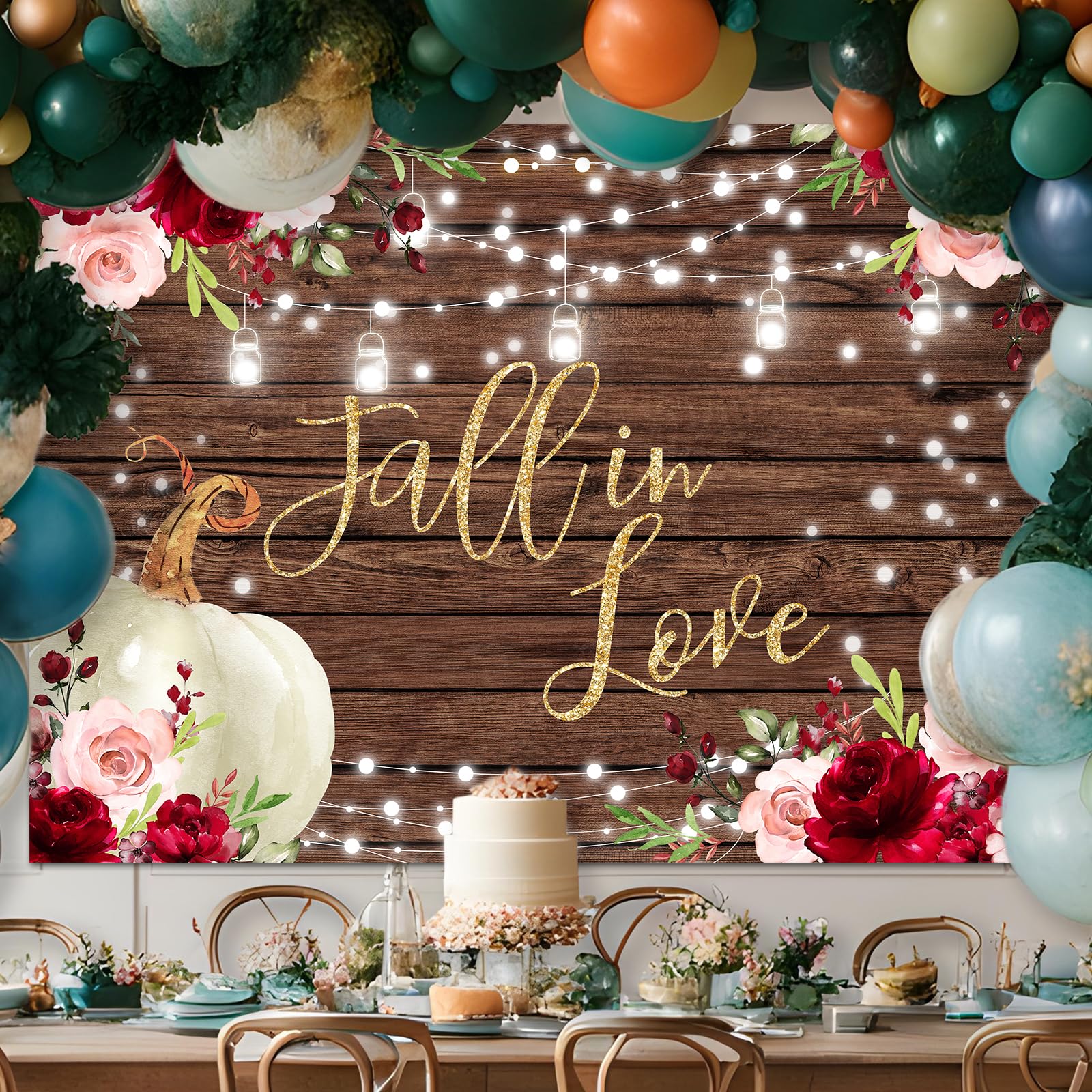 Avezano Bridal Shower Backdrop Rustic Fall Bridal Shower Decorations Fall in Love Backdrop Engagement Wedding Party Decor Wedding Backdrops for Reception 7x5ft