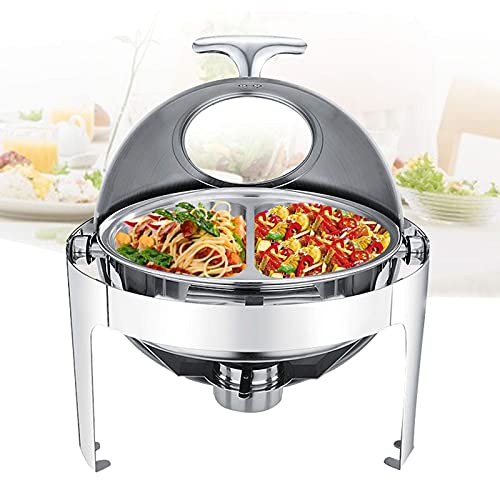 Chafing Dish Food Warmers for Parties and Buffets Round Buffet Servers and Warmers for Keeping Food Being Fresh and Delicious 6L - Alcohol Heating (GN 1/2)