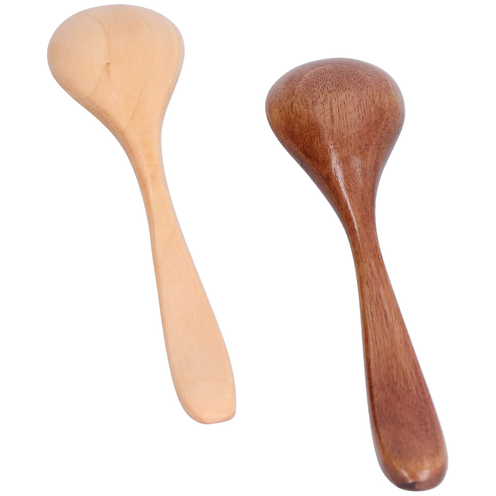 Actaday Cooking Utensils 2Pcs/Set Wooden Spoon with Curved Handle Mixing Scoop for Home Kitchen Kitchenware Restaurant