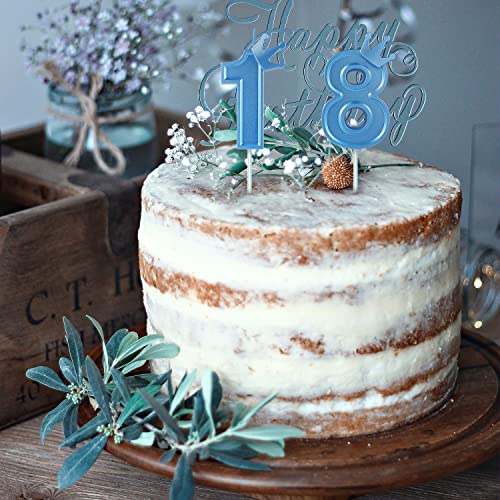BOXOB 3inch Birthday Number Candle, Blue 3D Candle Cake Topper with Crown Cake Numeral Candles Number Candles for Birthday Anniversary Parties (Number 1)