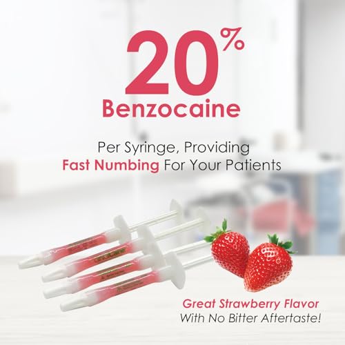 Prophy Magic Oral Anesthetic Gel in Syringe by GINGICaine, 1.2ml Strawberry Flavored Oral Anesthetic Gel for Smooth Local Anesthetic Application