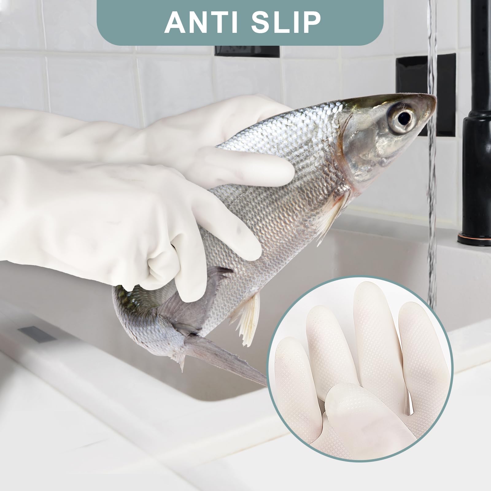 aesxniy 2Pair, 15IN, kitchen dishwashing gloves and household cleaning gloves, reusable, durable, latex free(Small)