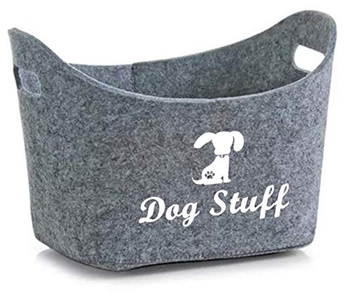 Geyecete Soft felt Pet Toy Bin Dog Toys Storage Bins - with Handles, Pet supplies storage Basket/Bin Kids Toy Chest Storage Trunk (Grey)