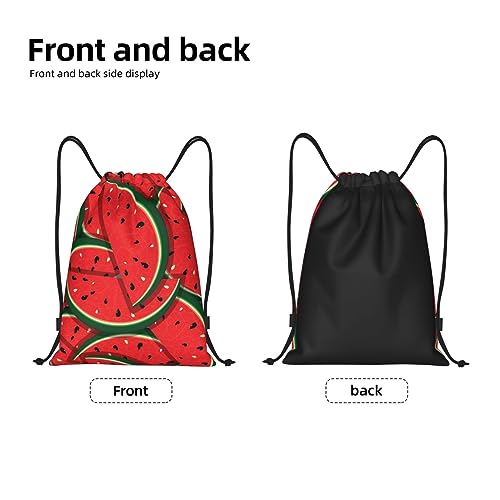 Adasomu Red Watermelon Portable Drawstring Bags For Women/Men, Lightweight Drawstring Backpack For Gym Yoga Shopping Trip