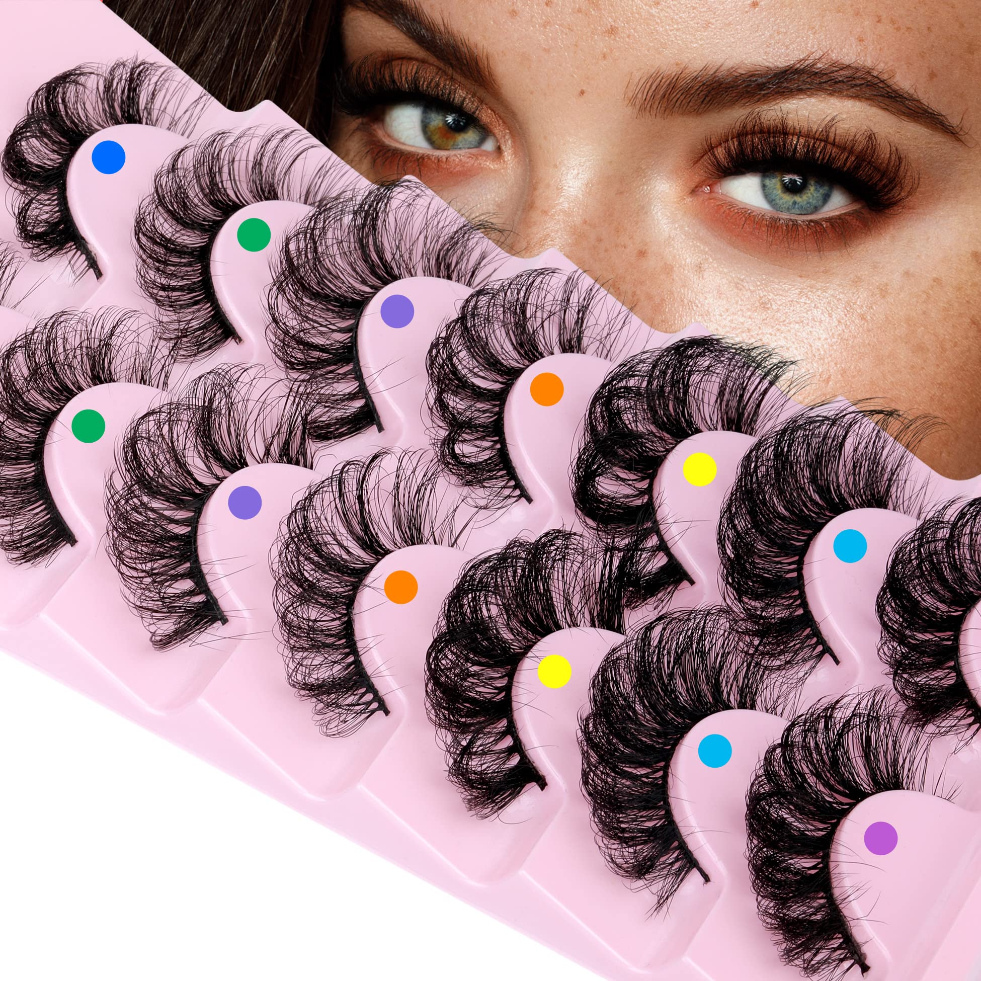 7 Styles Lashes Mink Natural Look D Curl Eyelashes Fluffy Wispy Volume Eye Lash Pack Like False Eyelash Extension by EYDEVRO
