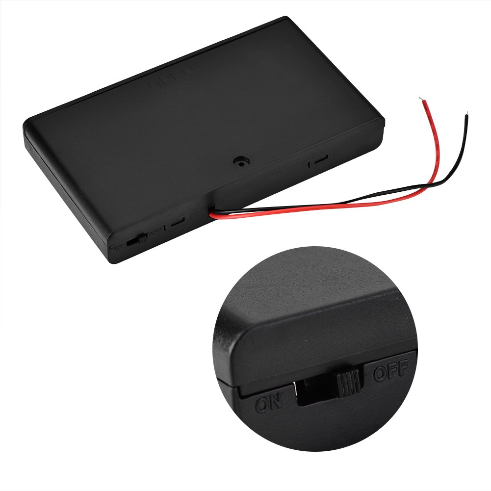 Zerone 12v Battery Pack, 8-Slot Battery Holder AA Battery Clip Holder Box Case with On/Off Switch, Plastic 12V Cell AA Battery Storage Box with ON/Off Switch with Wire & Cover