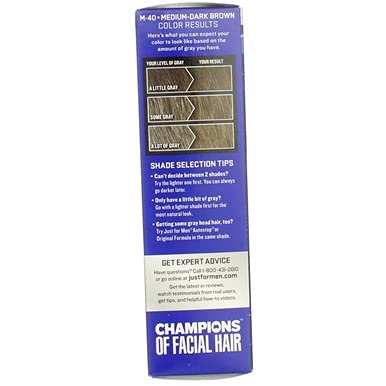 JUST FOR MEN Brush-In Color Gel, Medium-Dark Brown M-40 1 ea (Pack of 2)