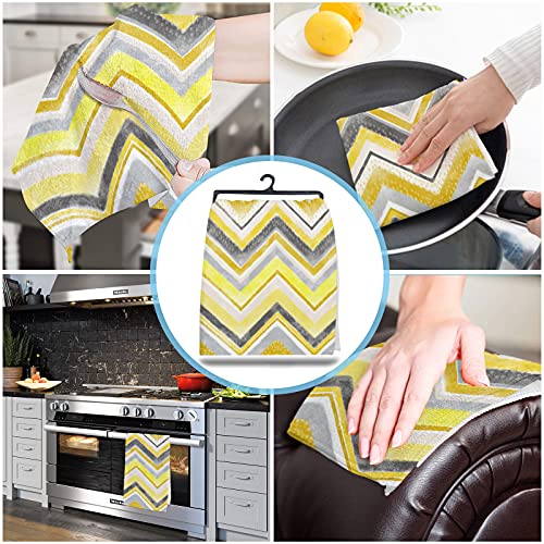 Big buy store Geometric Chevron Zig Zag Stripe Kitchen Dish Towels, Soft Lightweight Microfiber Absorbent Hand Towel Nordic Design Yellow Tea Towel for Kitchen Bathroom 18x28in