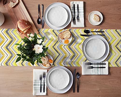 Big buy store Table Runner Geometric Chevron Zig Zag Stripe Cotton Line Table Covers for Dinner Kitchen Wedding Indoor and Outdoor Parties Nordic Design Yellow Table Setting Decor -13 x 36 inch