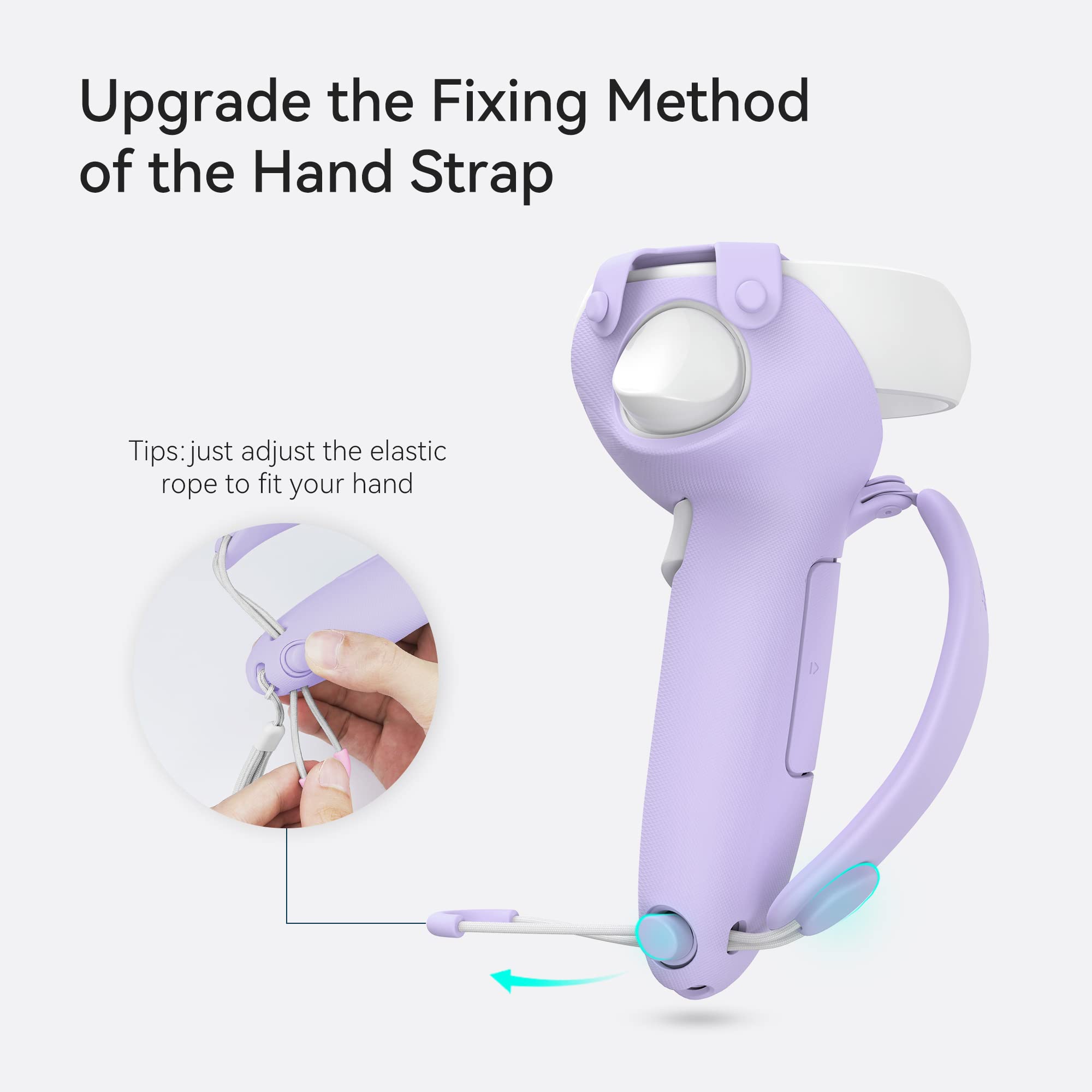KIWI design Controller Grips Cover with Battery Opening Adjustable with Knuckle Straps, Suitable for Large Hands Compatible with Quest 2 Accessories (Purple)