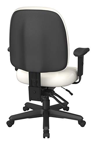 Office Star Ergonomic Mid Back Office Desk Chair with Adjustable Height, Tilt, and Padded Arm Rests, Dillon Snow Fabric