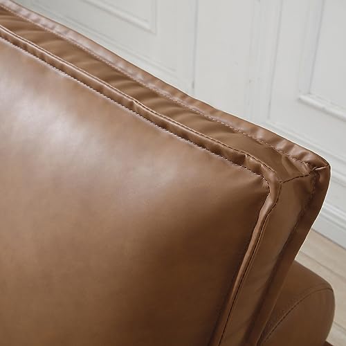Bellemave 3 in 1 Pulling Out Ottoman Sofa Bed,Multipurpose Faux Leather Folding Ottoman Sleeper Couch Lounger,Convertible Adjustable Sleeper Chair for Living Room Apartment Office(Brown PU)