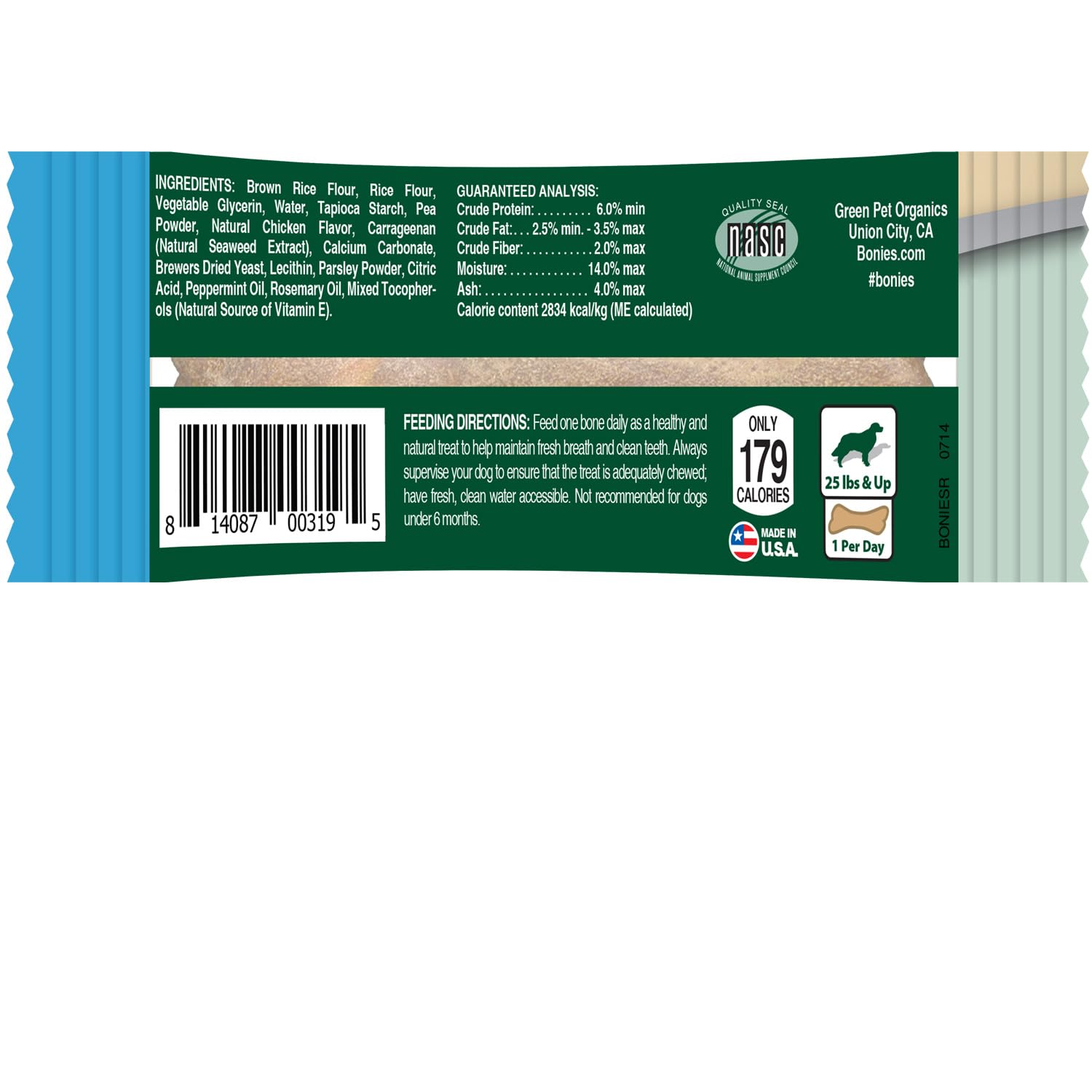 Bonies Natural Breath and Dental Formula Large-Sized Single Bone - All-Natural Ingredients, Fresh Breath, Cleans Teeth, Low Calories, Chicken Flavor, 1 Bone