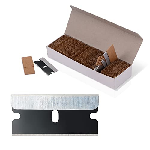 EHDIS 100pcs Razor Blades Single Edge Carbon Steel Razor Blades for Standard Scraper Tool, Safety Straight Edge Industrial Razor Blades for Paint Scraper,Glass Scraper,Box Cutter Replacement Blades
