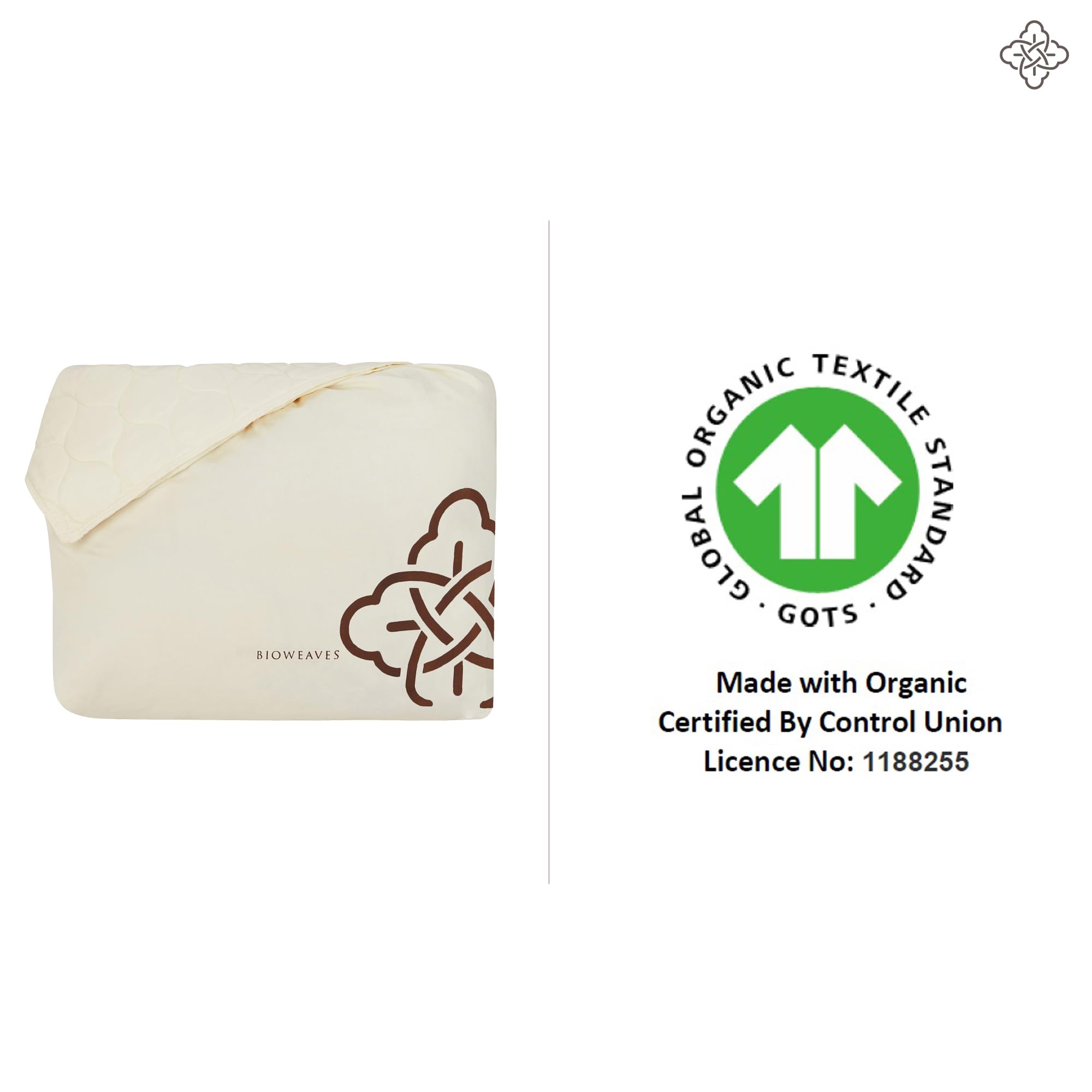 Bioweaves 100% Organic Cotton Mattress Pad Cover, GOTS Certified Cooling Quilted Fitted Mattress Topper & Protector with Soft Cotton Wadding - 20 Inch Deep Pocket, California King