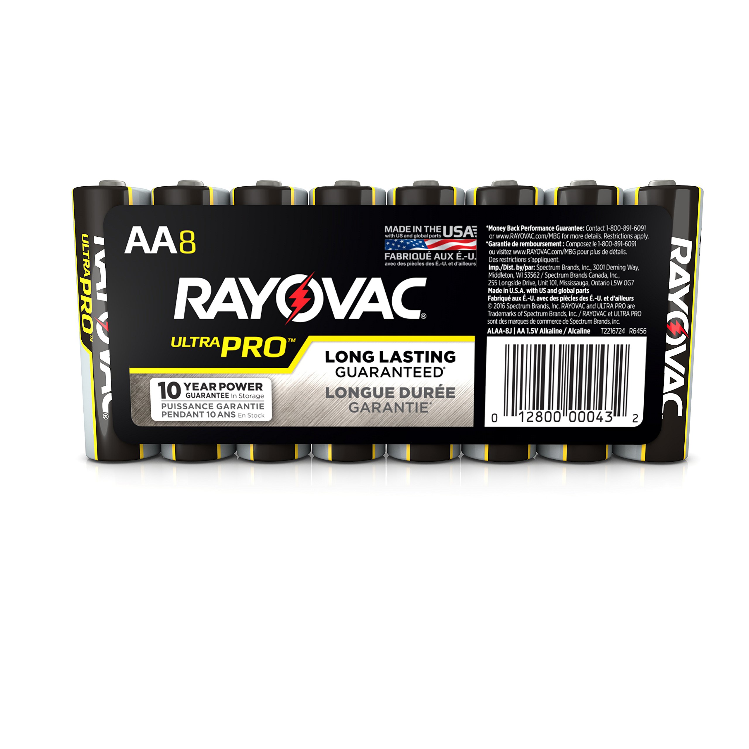 Rayovac Batteries ALAA8PK Alkaline Batteries, Size AA (Pack of 8)