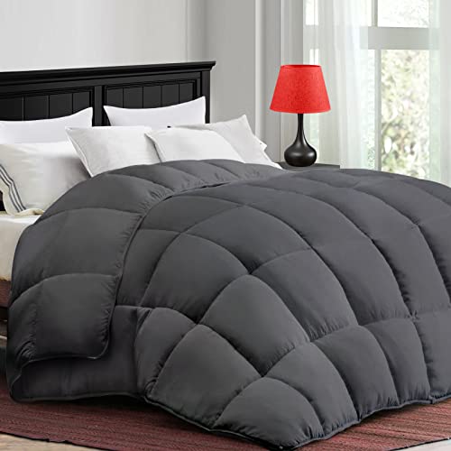 COONP All Season Queen Comforter Cooling Down Alternative Quilted Duvet Insert with Corner Tabs,Winter Warm Hotel Comforter,Machine Washable-88 x 88 Inches,Grey
