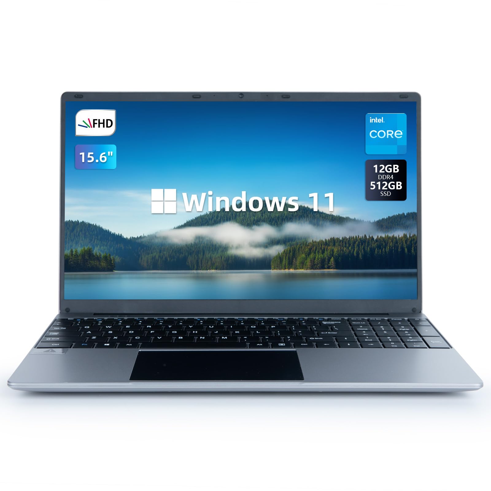 ANMESC Laptop, 15.6" 1080P Full HD Display High Performance Quad-Core Intel Celeron N5095 Processors 12GB DDR4 512GB SSD Windows 11 Laptop Computers, 2.4G/5G WiFi, Bluetooth 4.2, Long Battery Life