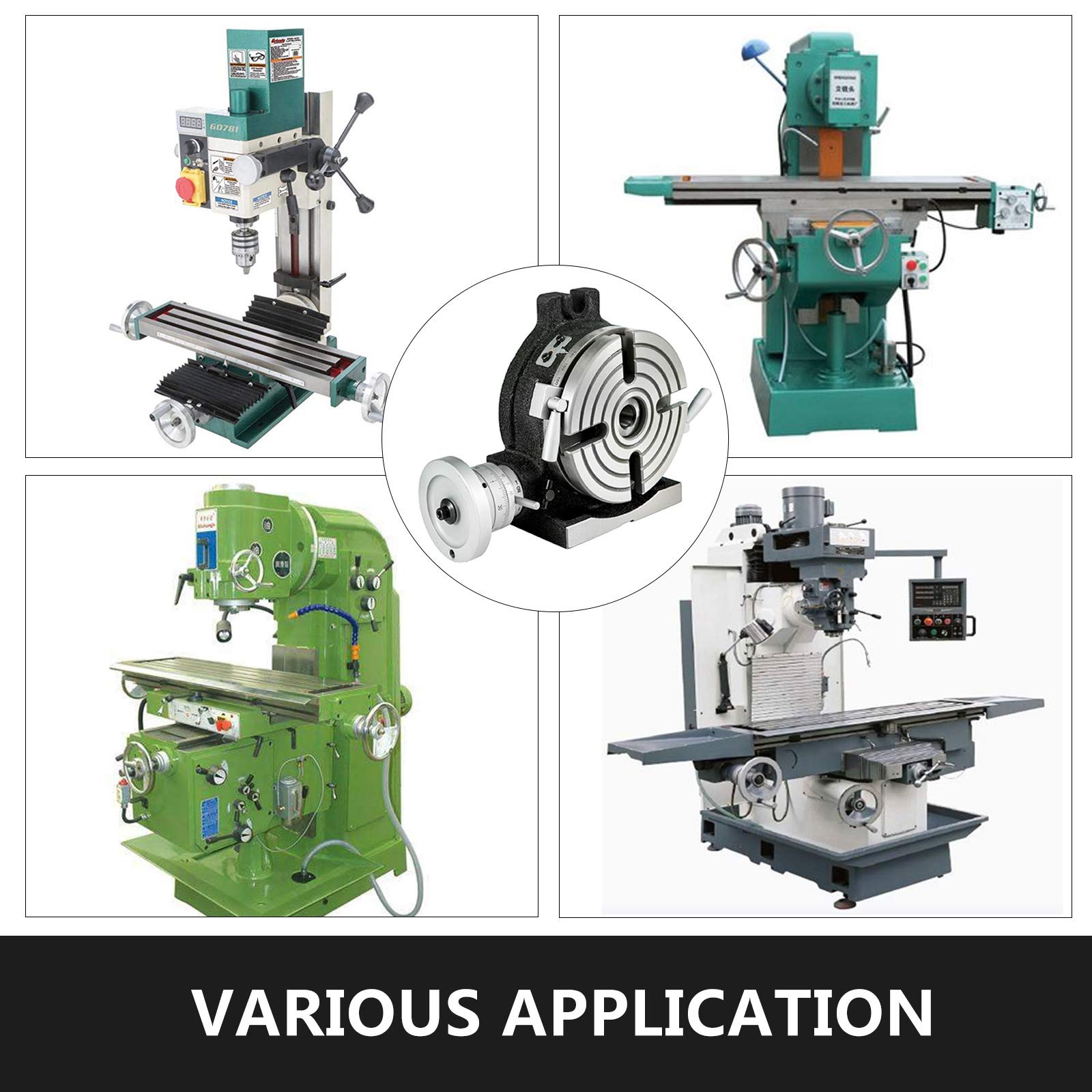 BestEquip Rotary Table 6inch(150mm) Horizontal Vertical Milling Table 2/5inch(10mm) 4-Slot Milling Rotary Table MT-2 Rotary Table for Milling with Indexing Plate Set for Precision Milling Drilling