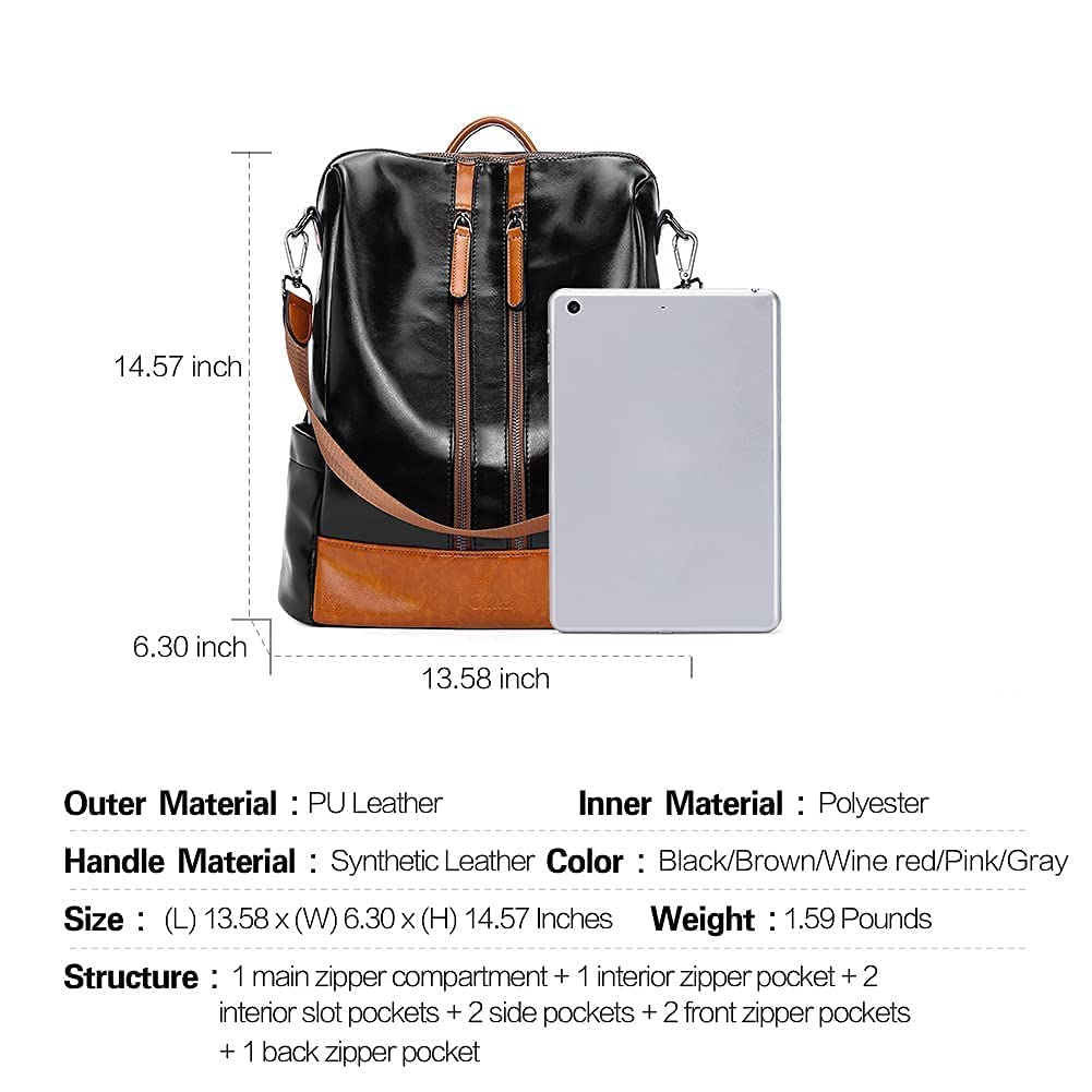 CLUCI Backpack Purse for Women Bundles with Small Crossbody Bag Leather Cellphone Shoulder