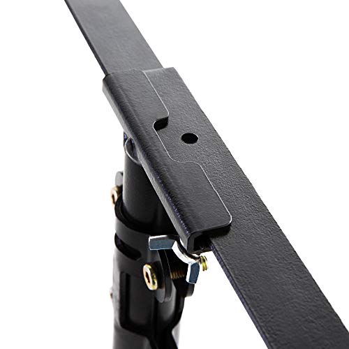 MALOUF Hook-on Metal Bed Rails with Center Bar and Adjustable Height Support Foot, Twin/Full, Black