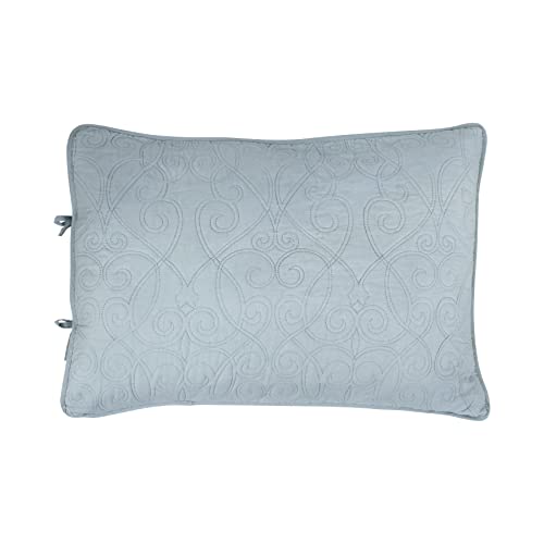 Laura Ashley King Size Quilt Set Cotton Reversible Bedding with Matching Shams, Ideal for All Seasons & Pre-Washed for Added Softness, Breeze Blue