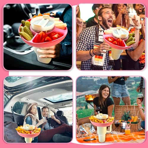 BELL BEAR Snack Bowl For stanley Cup Accessories,For stanley 40 oz tumbler with handle,simple modern 40 oz tumbler Accessories,Snack Bowl Combo (pink)