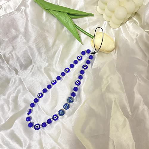Beaded Phone Charm, Face Phone Lanyard Wrist Strap Gemstone Handmade Phone Chain Strap Keychain for Women Girls