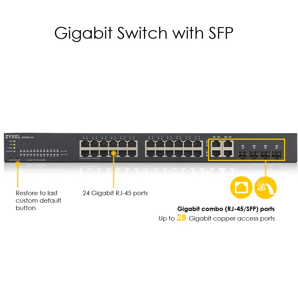 ZyXEL GS1920-24V2-EU0101F 24-portars Gigabit Ethernet, Smart Managed Switch