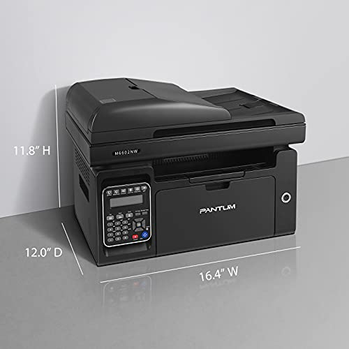Pantum M6602NW All-in-One Monochrome Laser Printer Copier Scanner Fax with Wireless Ethernet & USB2.0 Capabilities, 150 Pages Paper Input Capacity (V7W99B)