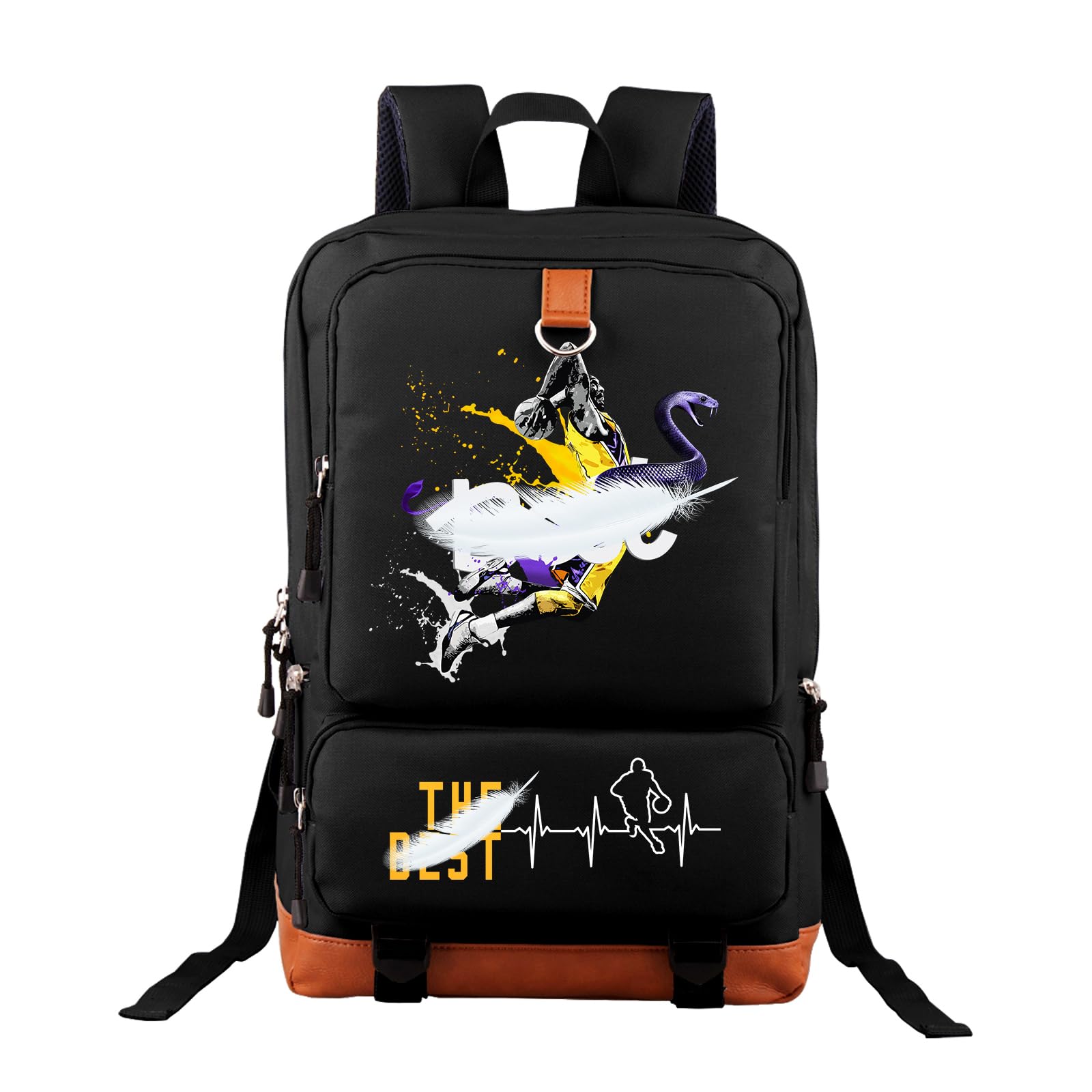 Boys Classic Basketball Backpack 17 Inch 2D Players Sports Basketball Fan Fan Laptop Bag Lightweight Waterproof Shoulder Bag Multi-Function Daypack Player Fans For Women Teen(Style-1)