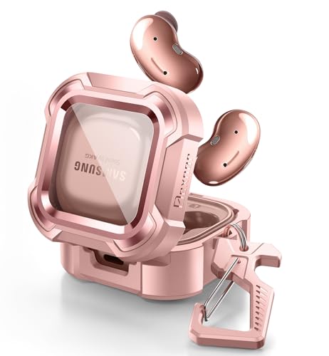 Dexnor Compatible with Samsung Galaxy Buds 2 Pro Case(2022)/Galaxy Buds 2 Case(2021)/ Galaxy Buds Live Case(2020)/ Galaxy Buds Pro Case(2021) Clear Hard PC & Silicone 360 Full Body Case- Pink