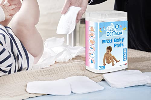 DESTALYA Baby Cotton Pads for Diaper Change - Large Cotton Squares for Sensitive Skin - Disposable Cleansing Wipes - Soft Washcloths for Personal Care, Makeup Removal (Maxi Pads 360)