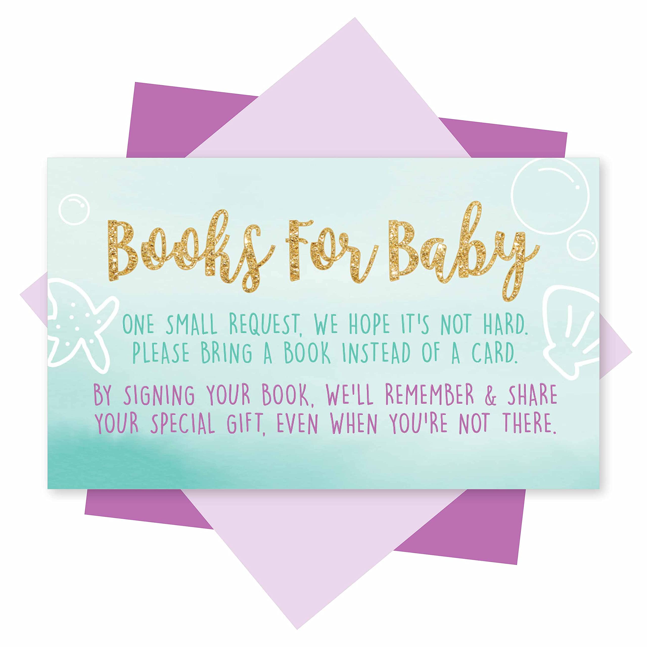 Hadley Designs - Books For Baby Shower Request Cards - Baby Shower Guest Book Alternative, Bring A Book Instead Of A Card, Baby Shower Book Request For Girls - 25 Pieces