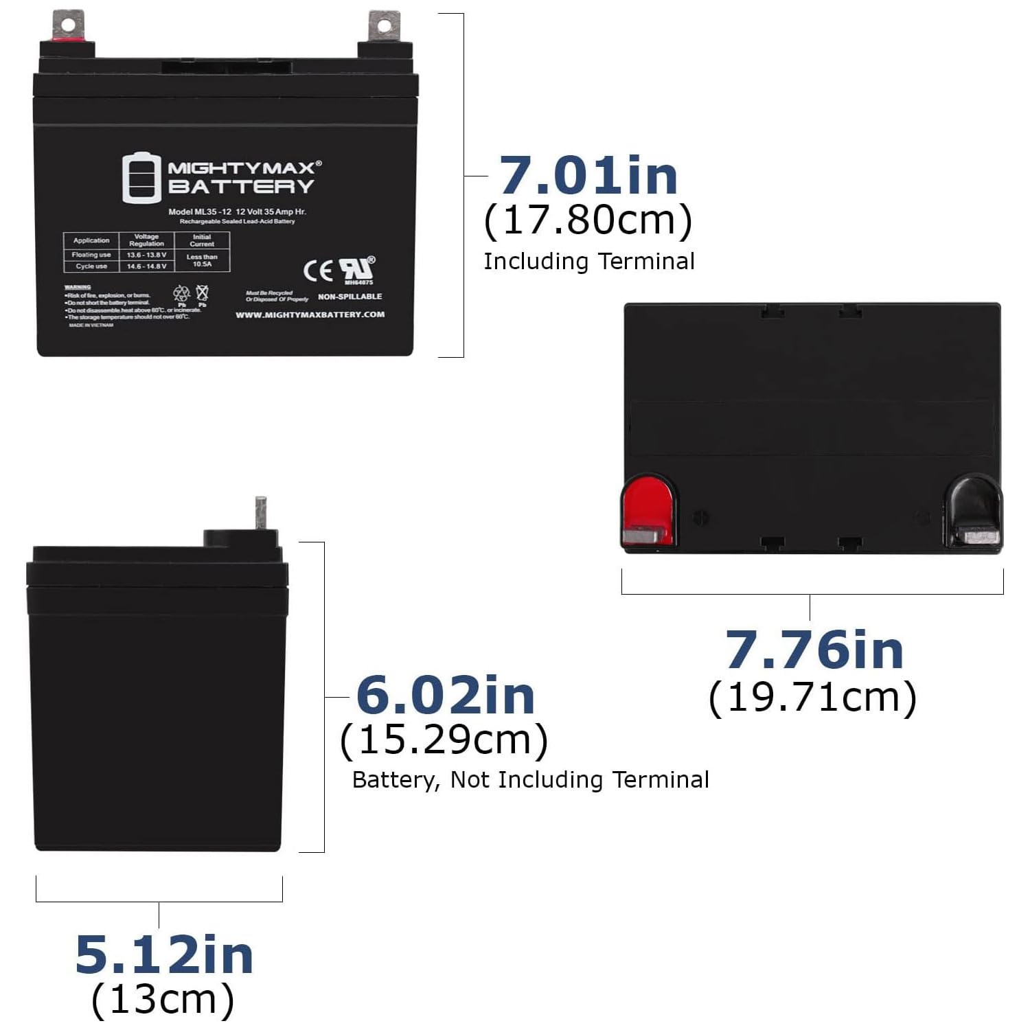 Mighty Max Battery ML35-12 - 12V 35AH Hoveround ALL MODELS Replacement Battery - 2 Pack