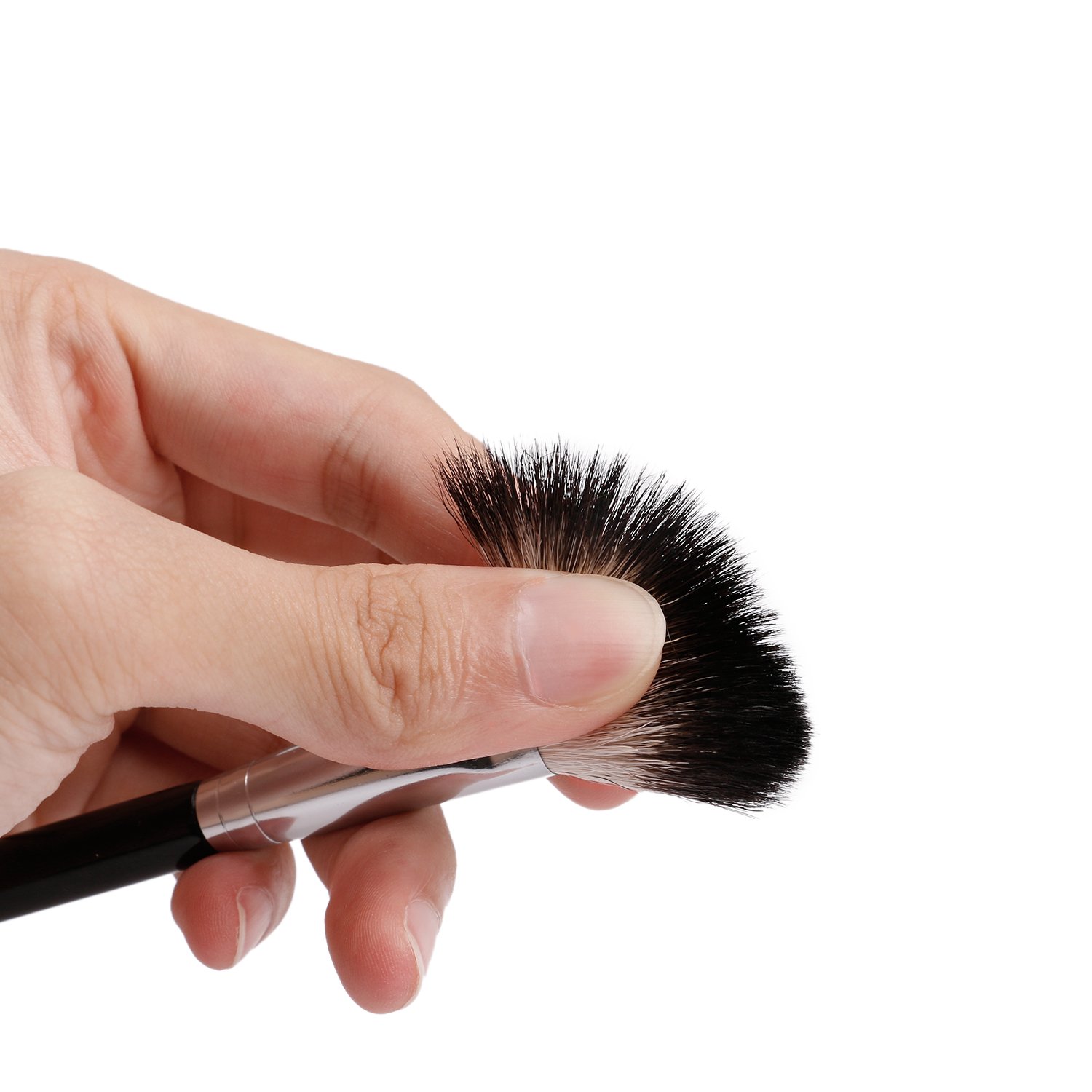 DUcare Highlighter Brush Fan Brush Setting Makeup Brush Blending Helps Lock in Foundation and Concealer 1Pcs Black