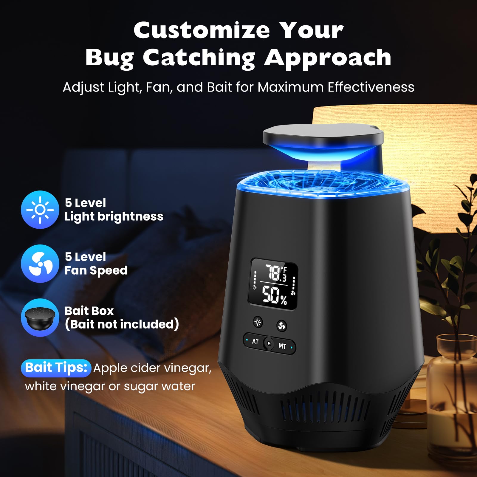 Fruit Fly Traps for Indoors,Fooxem Smart Fruit Fly Trap for Home, Gnat Traps for House Indoor Bug Zapper Flying Insect Trap for Plants Moths Mosquitoes with 10 PCS Refill