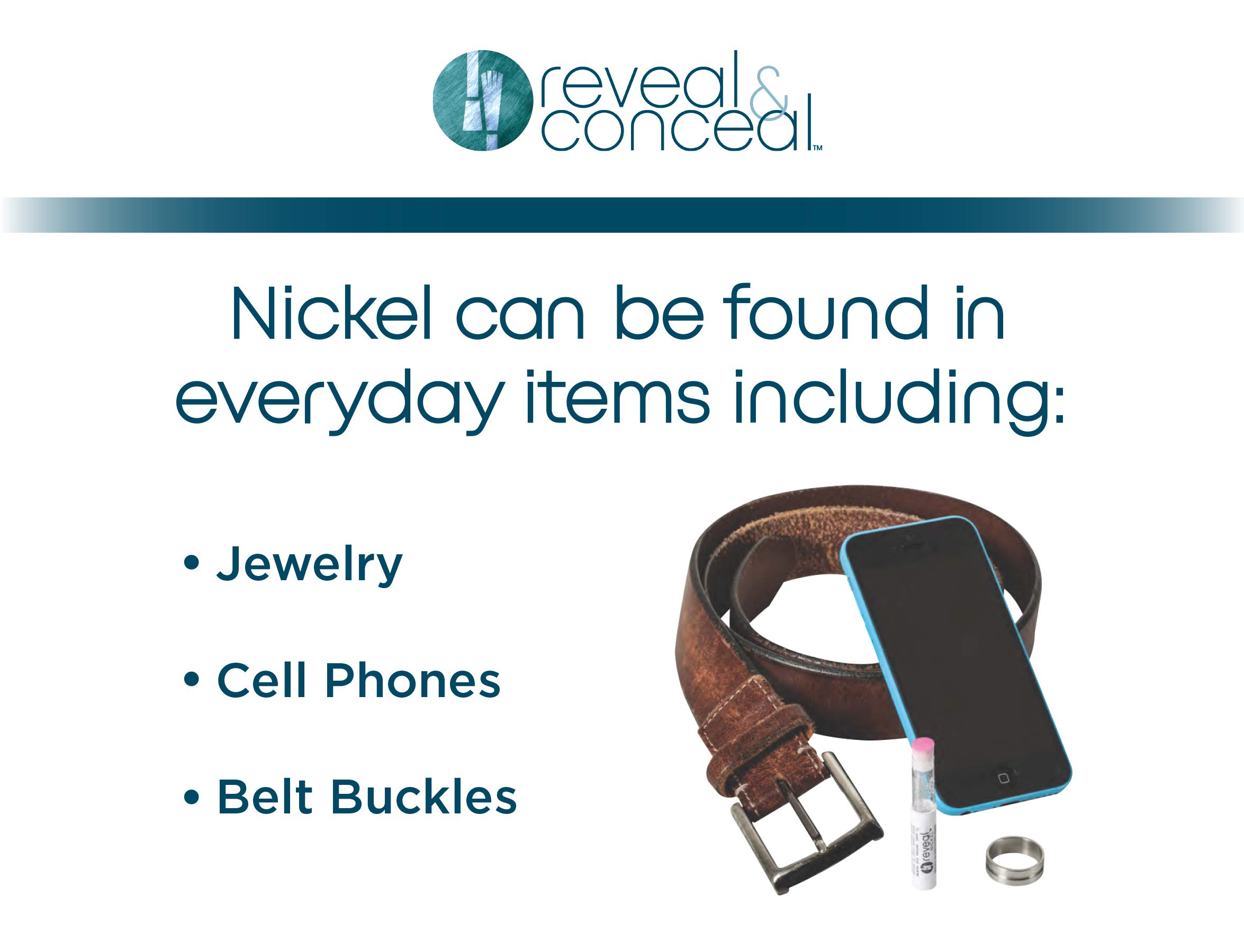 Reveal and Conceal Nickel Allergy Test Kit by Smart Practice - Detecting Nickel is a Snap - Test for Nickel in Your Jewelry and Prevent Skin Exposure With Liquid Clear Coat - Includes 10 Test Swabs