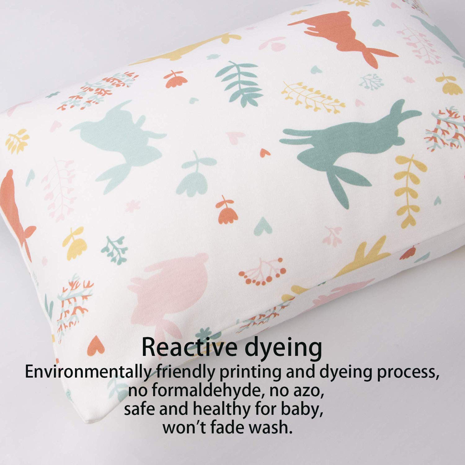 NTBAY Organic Cotton Toddler Pillowcases - Super Soft & Breathable Jersey Cotton Toddler Pillow Cases, 13βx18β Pillow Cases with Envelope Closure, Rabbits