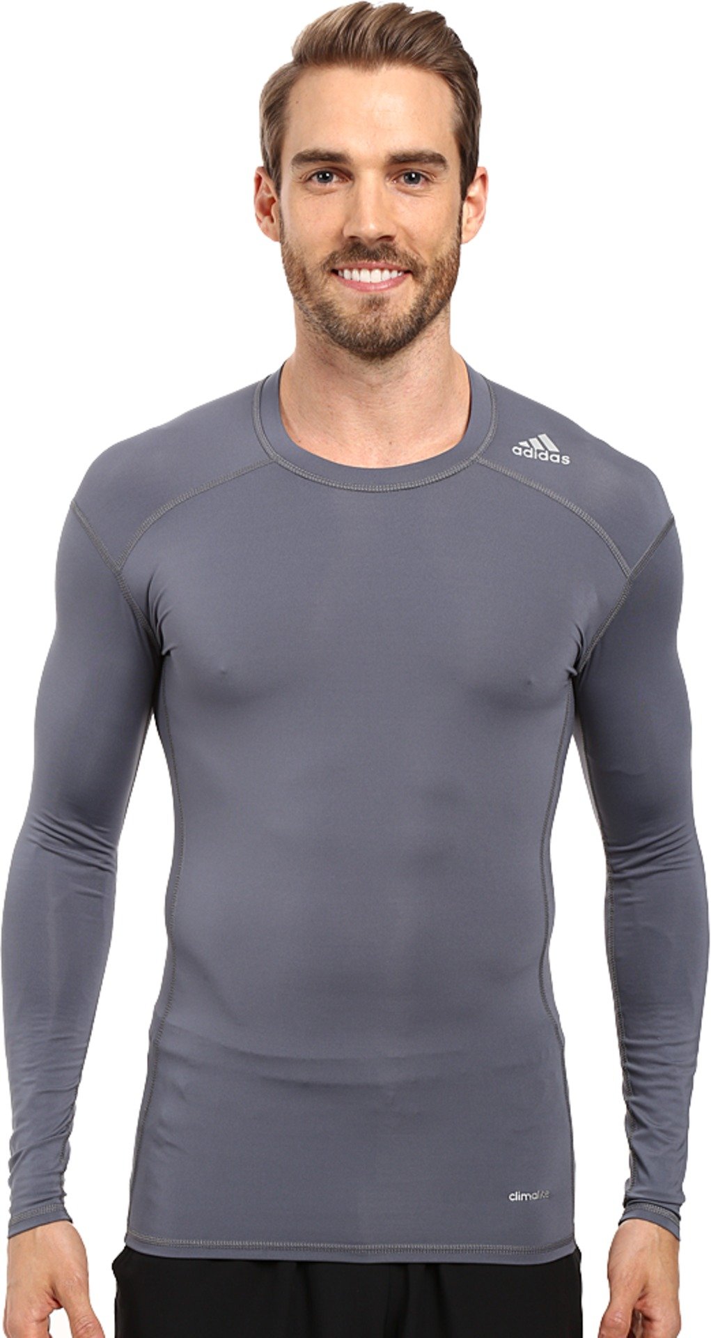 adidas Men's Techfit Base Layer Long Sleeve Tee, Onix Black, X-Large