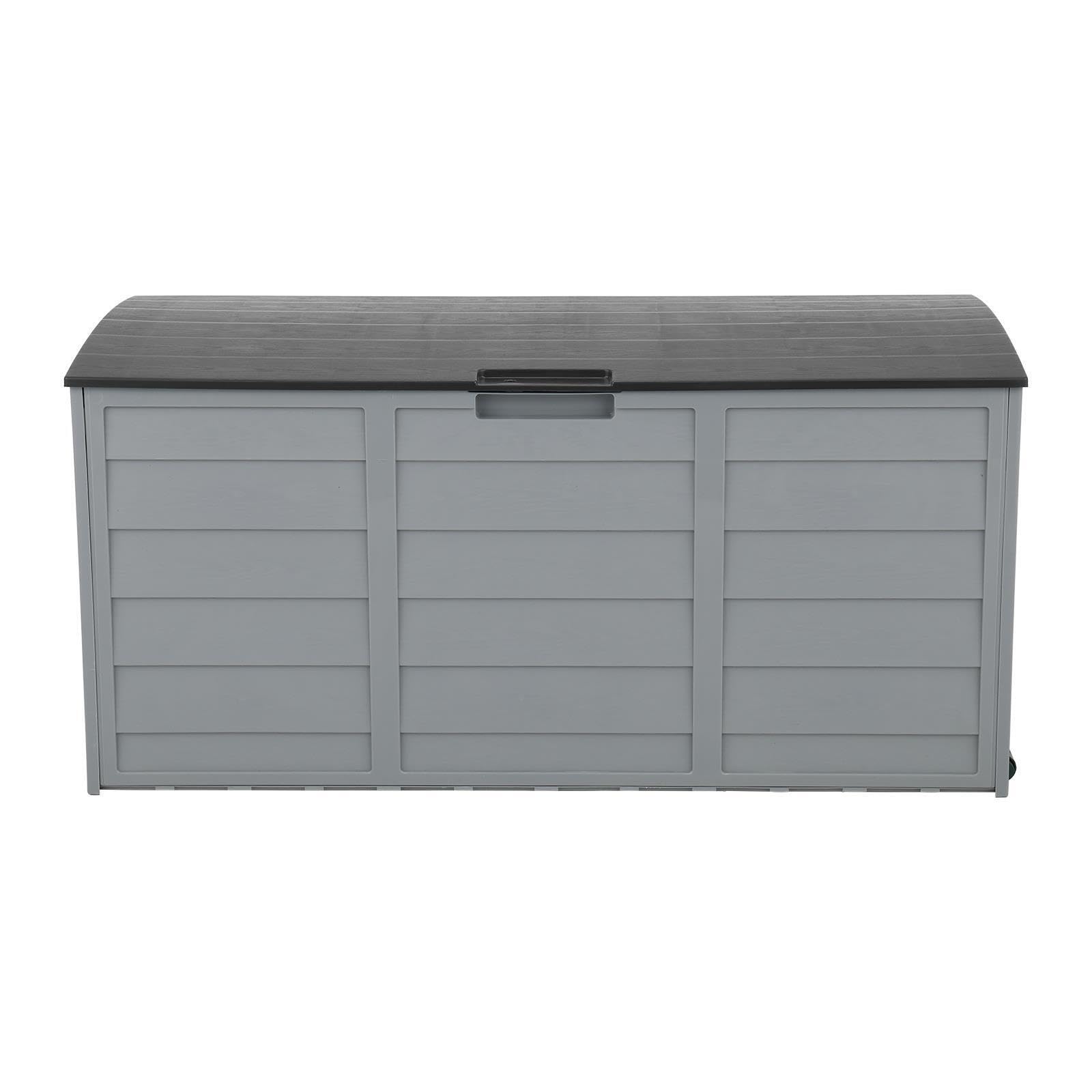 TBMAQ All Weather Pool Deck Box Storage Shed Backyard Patio Outdoor w/Wheel